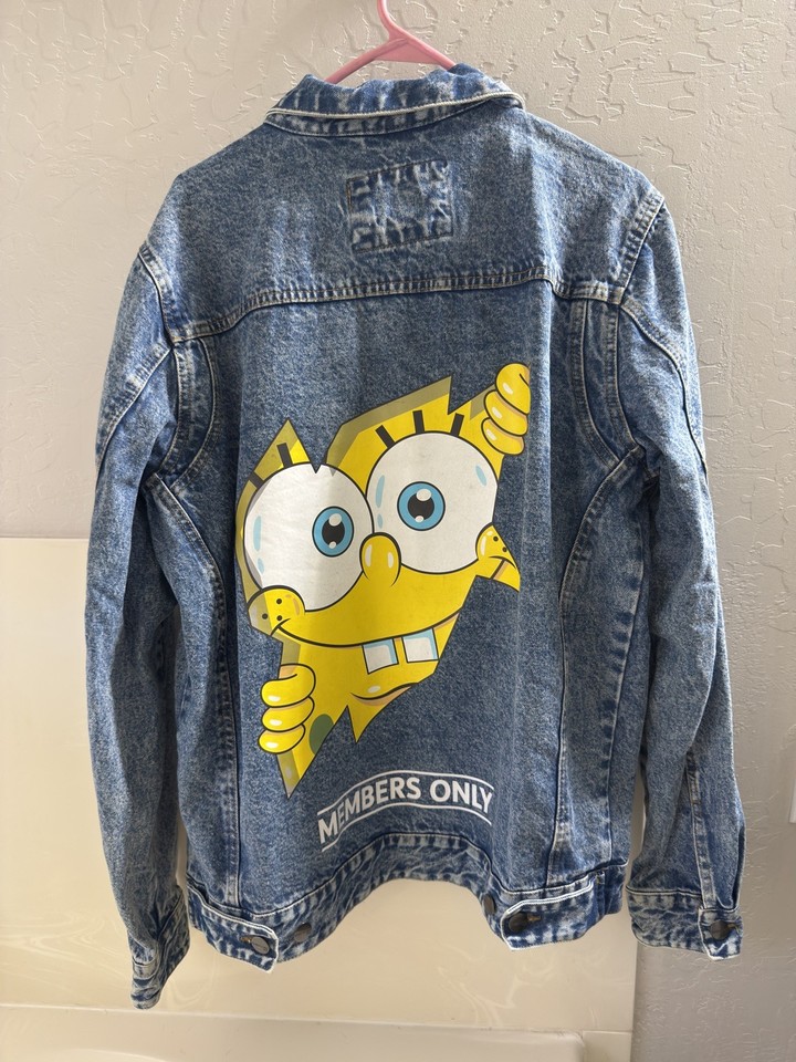 Members Only X Nickelodeon Classic SpongeBob Denim Jean Jacket Size ...