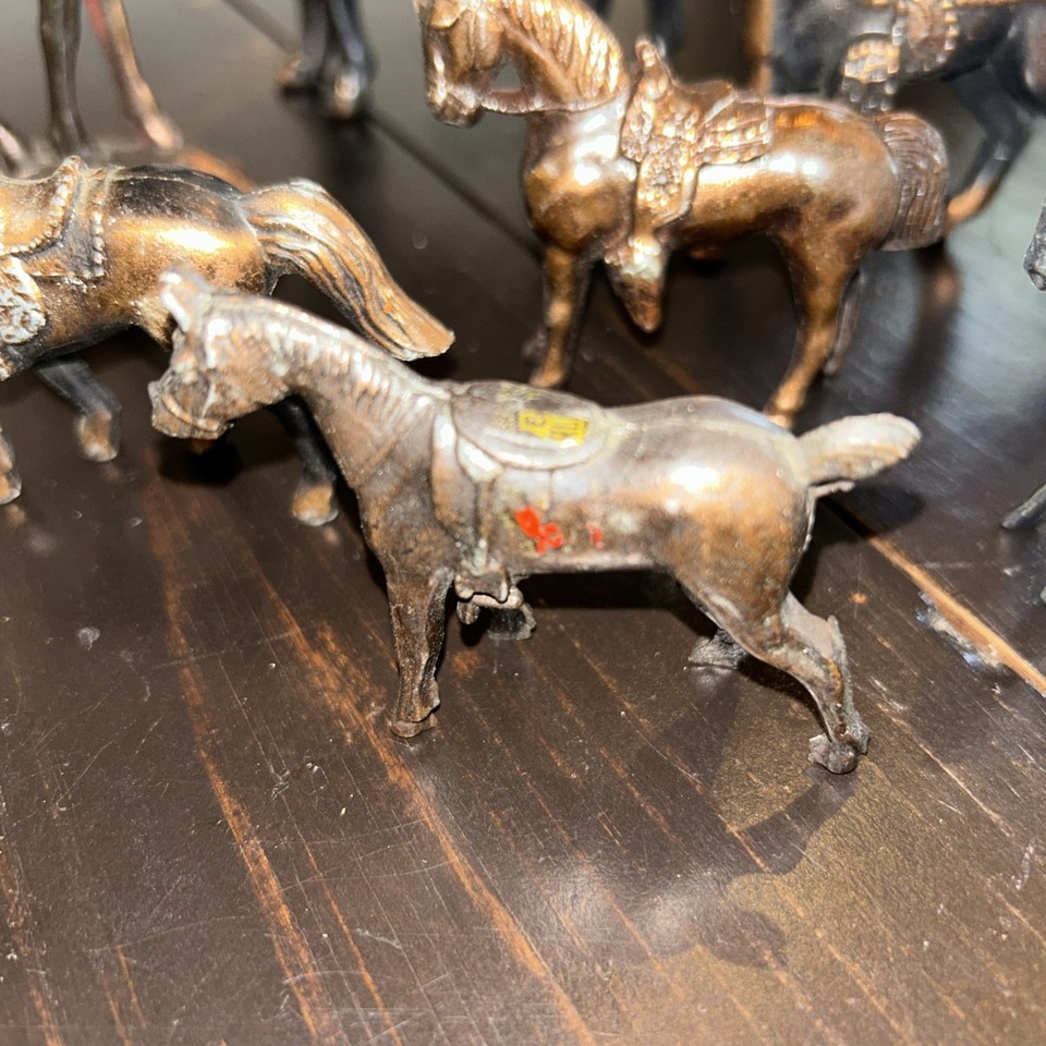 Lot of 7 Vintage Metal Horses Copper And Black color SM LRG | eBay