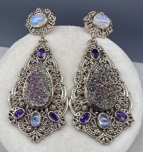 Nicky Butler RAJ Sterling Silver Gold Vermeil Druzy Moonstone Amethyst ...