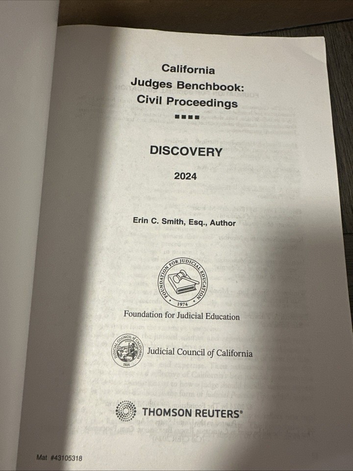 California Judges Benchbook Civil Proceedings DISCOVERY 2024 Thomson ...