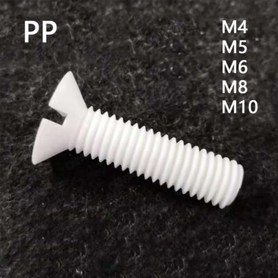 PP Polypropylene Plastic Slotted Countersunk Flat Head Screws M4 M5 M6 ...