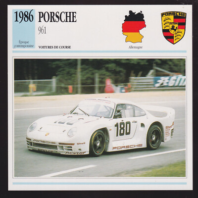 1986 Porsche 961 German Race Racing Car Photo Spec Sheet French Card | eBay