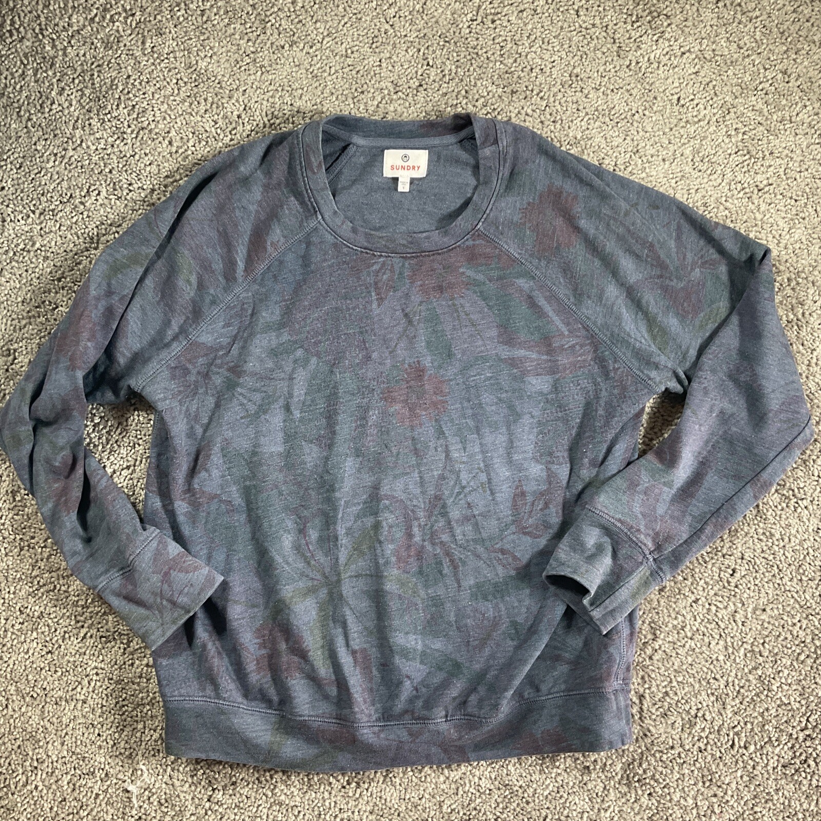 Sundry For Evereve Womens Long Sleeve Blue Floral Design Shirt Size 1 ...