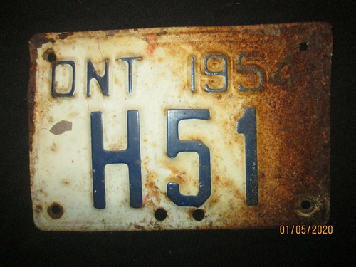 RARE VINTAGE LICENSE 1954 ONTARIO CANADA MOTORCYCLE LICENCE PLATE ...
