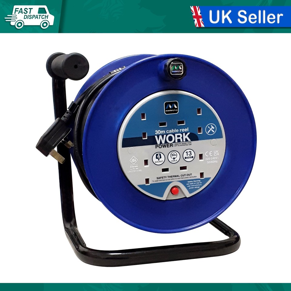 MASTERPLUG EXTENSION LEAD CASSETTE HANDBAG REEL 15M 30M 50M | eBay UK