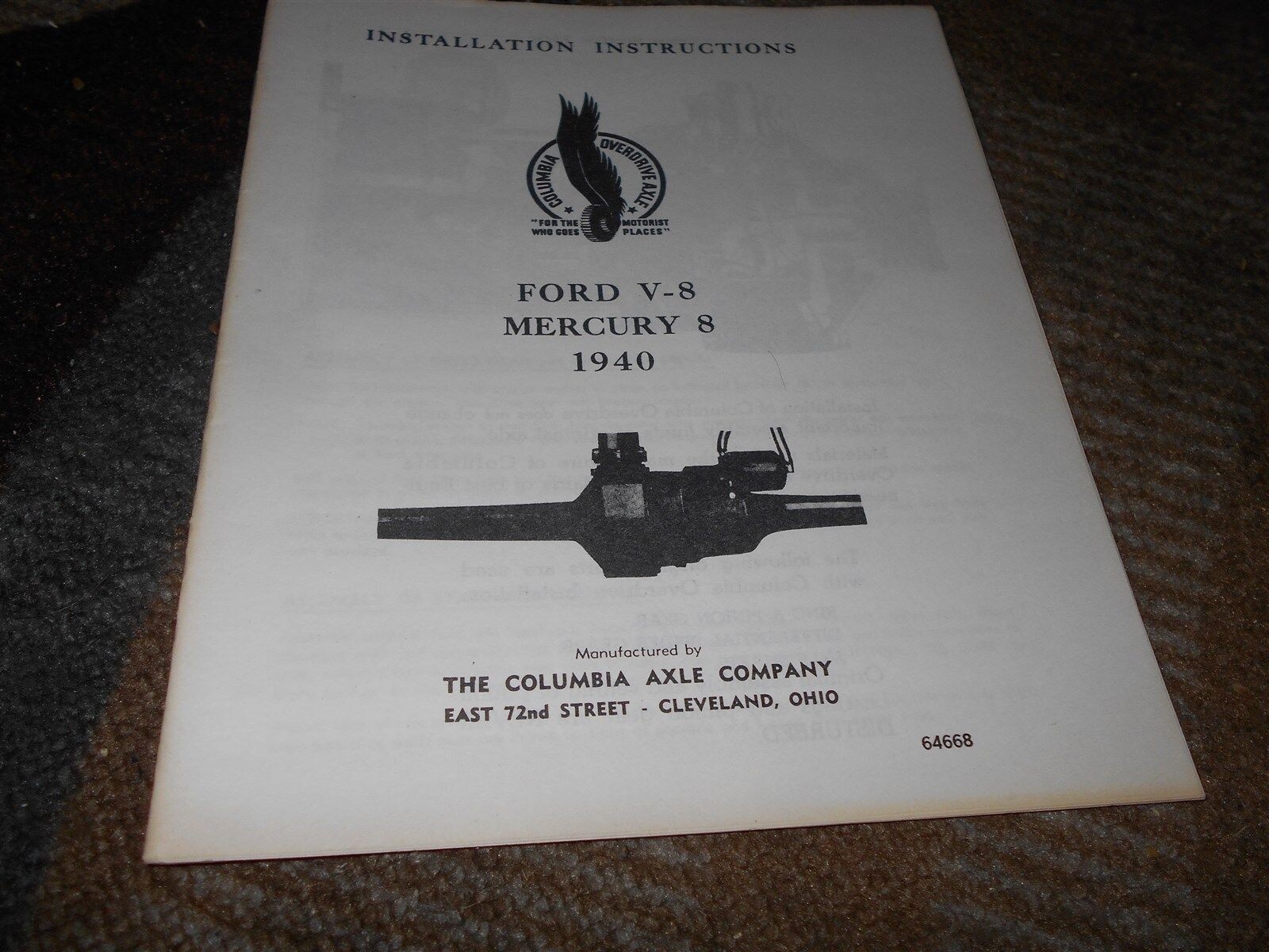 1940 FORD AND MERCURY V8 COLUMBIA OVERDRIVE AXLE INSTALLATION ...