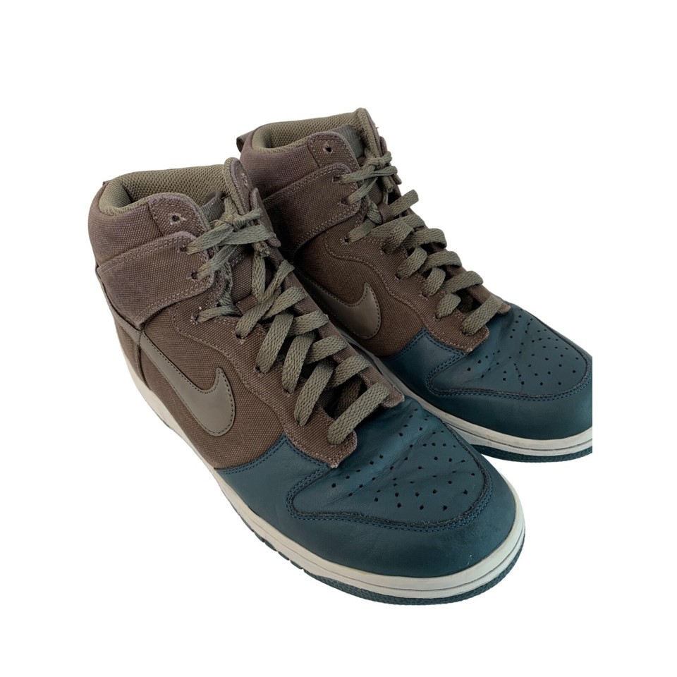 SAMPLE Mens Nike High Dunks Size 9 Brown Teal Canvas Suede GUC 7334 | eBay