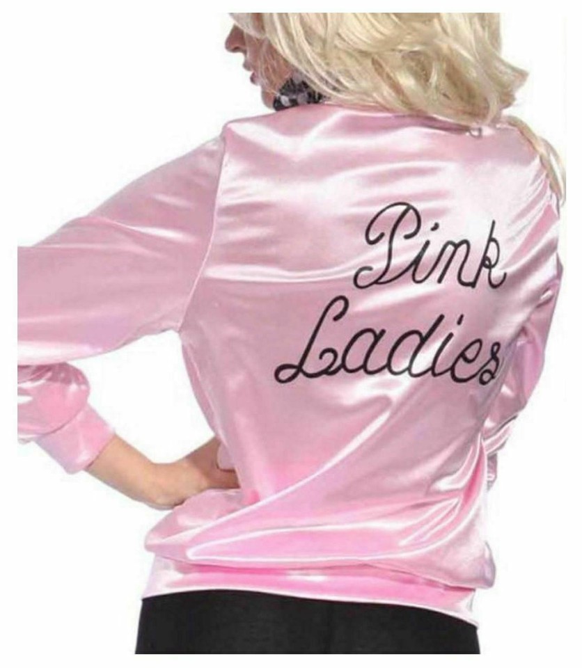 Ladies Pink Grease Satin Jacket Women Hen Night Party Fancy Dress ...