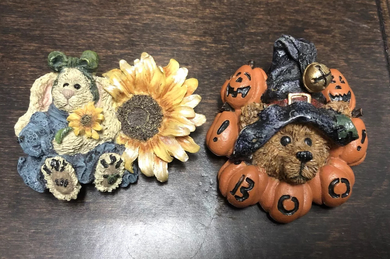 BOYDS BEAR PINS, BUNNY SUNFLOWER Easter Spring WILSON THE WIZARD..BOO ...
