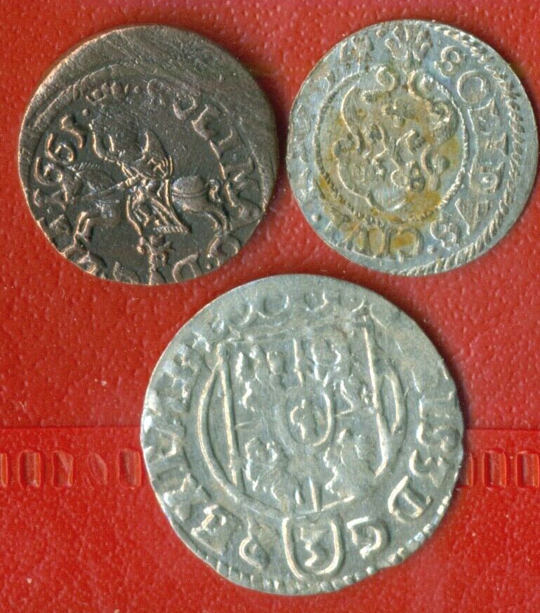 Poland Lithuania Russia Riga Golden Horda ca 1623-1655-1663 LOT of 3 ...