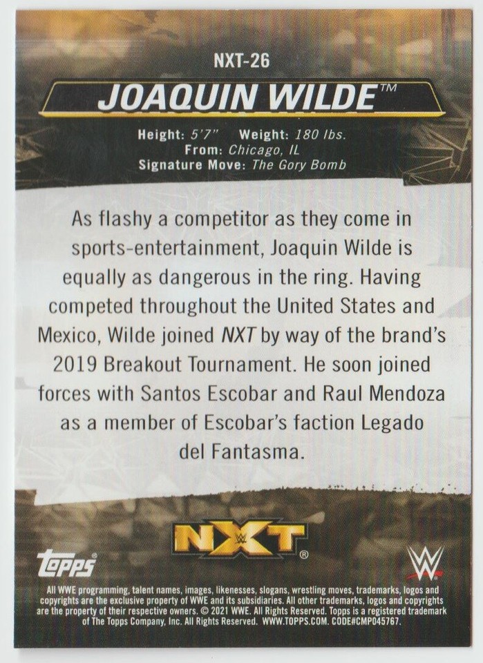 2021 Topps WWE NXT We Are NXT #NXT26 Joaquin Wilde | eBay