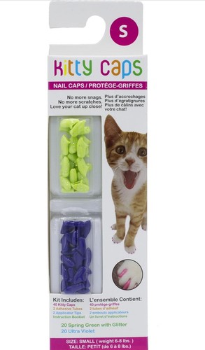 LOT OF 3 Kitty Caps Nail Caps, 40ct Each Size Small (6-8 lbs)Green ...