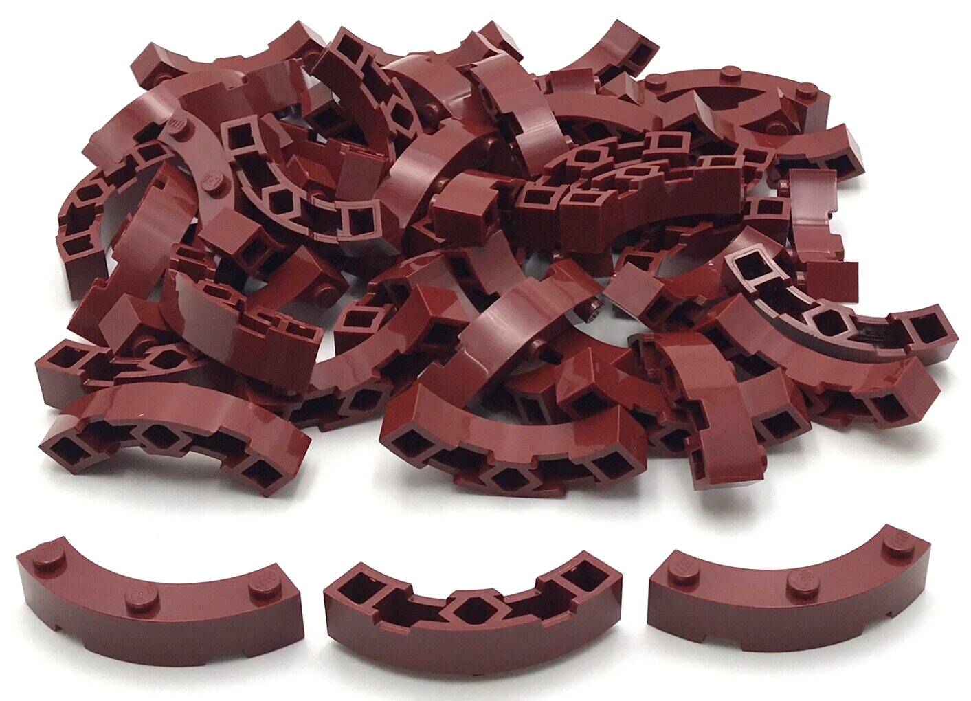 Lego 50 New Dark Red Bricks Round Corner 4 x 4 Studs Macaroni Wide with ...
