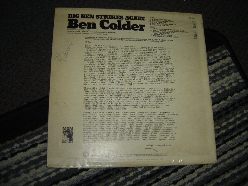 Ben Colder - Big Ben Strikes Again 1967 USA Mono Orig. Vinyl LP VG/VG+ ...