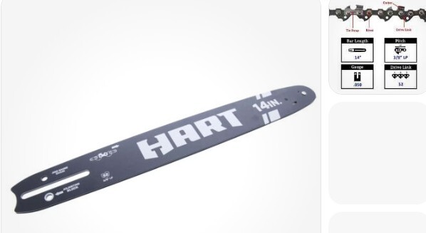 14" GUIDE BAR and CHAIN For Hart 40 Volt Chainsaw HLCS01 | eBay