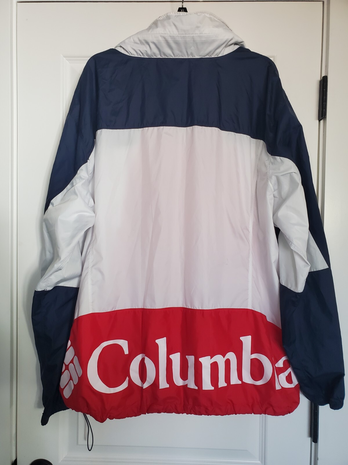 Columbia Mens Red White Blue Logo Packable Wind Break… - Gem