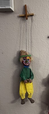 Wooden Clown Marionette Puppet No Tangles 14” Tall | eBay