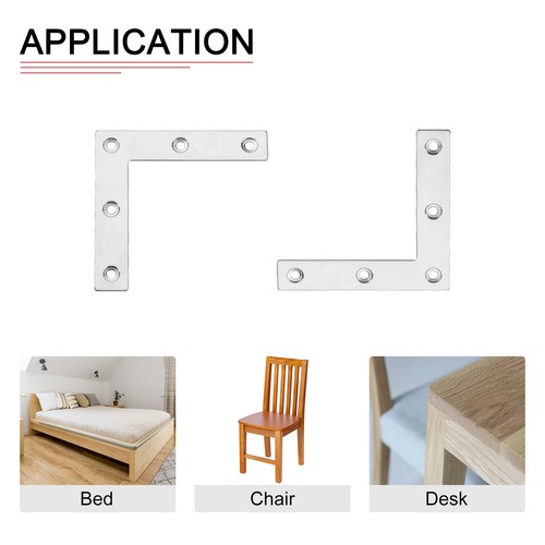 8 Pack 80x80mm(LxW) L Shape Plate Stainless Steel Corner Bracket Silver ...