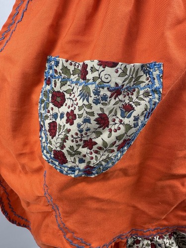 Vintage Handmade Orange And Floral Half Apron With Pocket | eBay