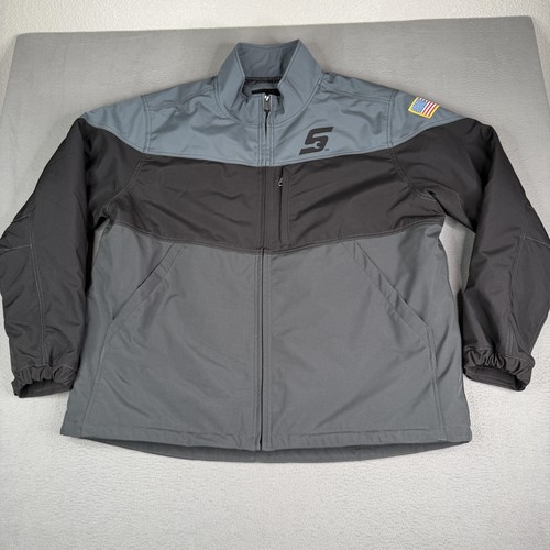 Snap-on Jacket Mens 2XL Gray Commander No Hood Embroidered Flag Patch ...