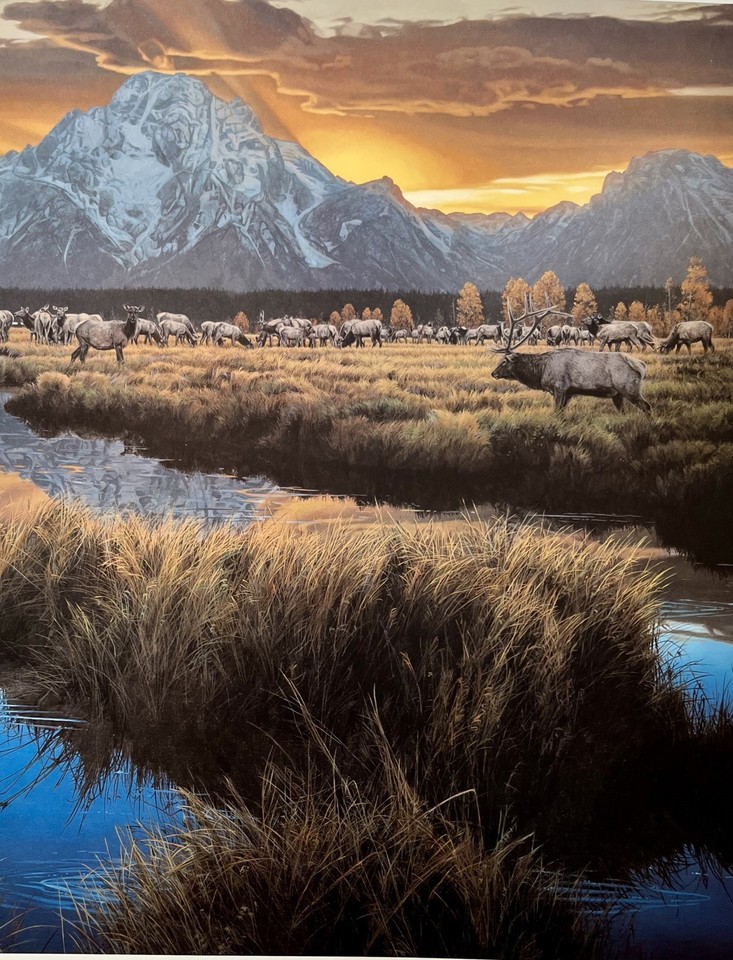 Rod Frederick "Day is Done Gone the Sun” Ltd Edition Print Elk Herd ...