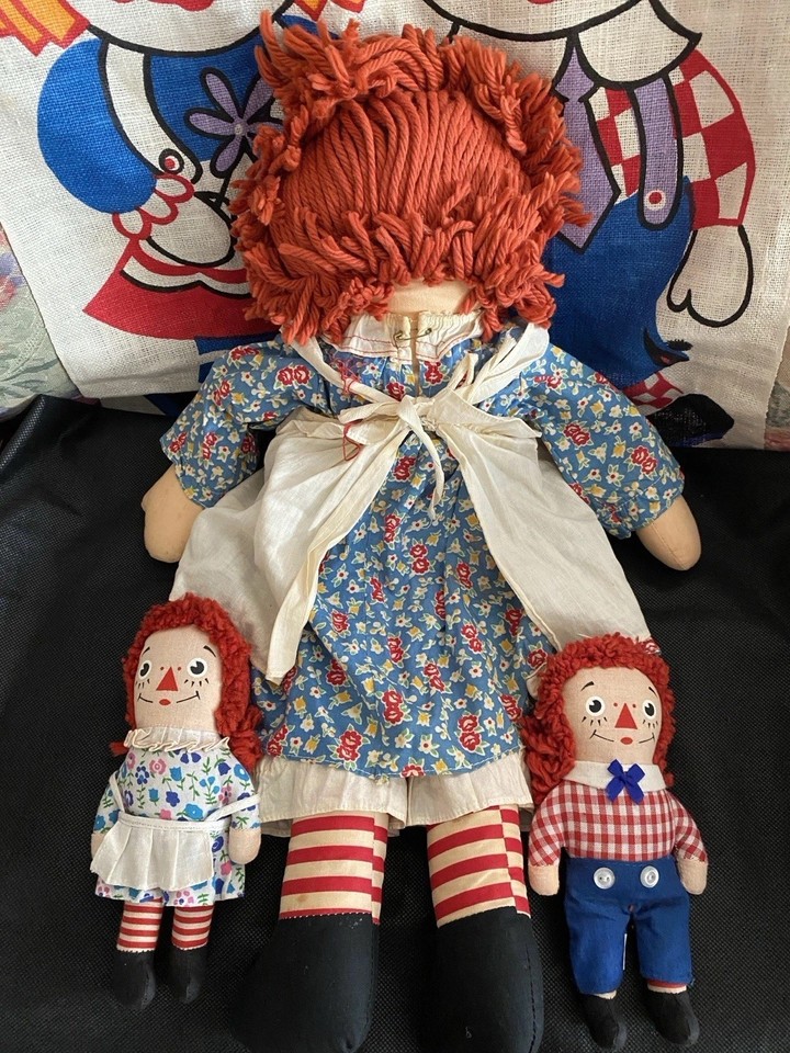 GEORGENE NOVELTIES RAGGEDY ANN DOLL COMPLETE OUTFIT + TWO 7” MINI DOLLS ...