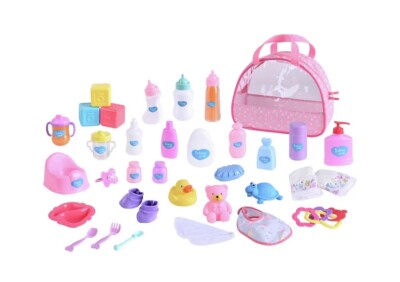 35pc Baby Doll Accessories Gift Set Feeding Kit Nappy Milk Bottle ...