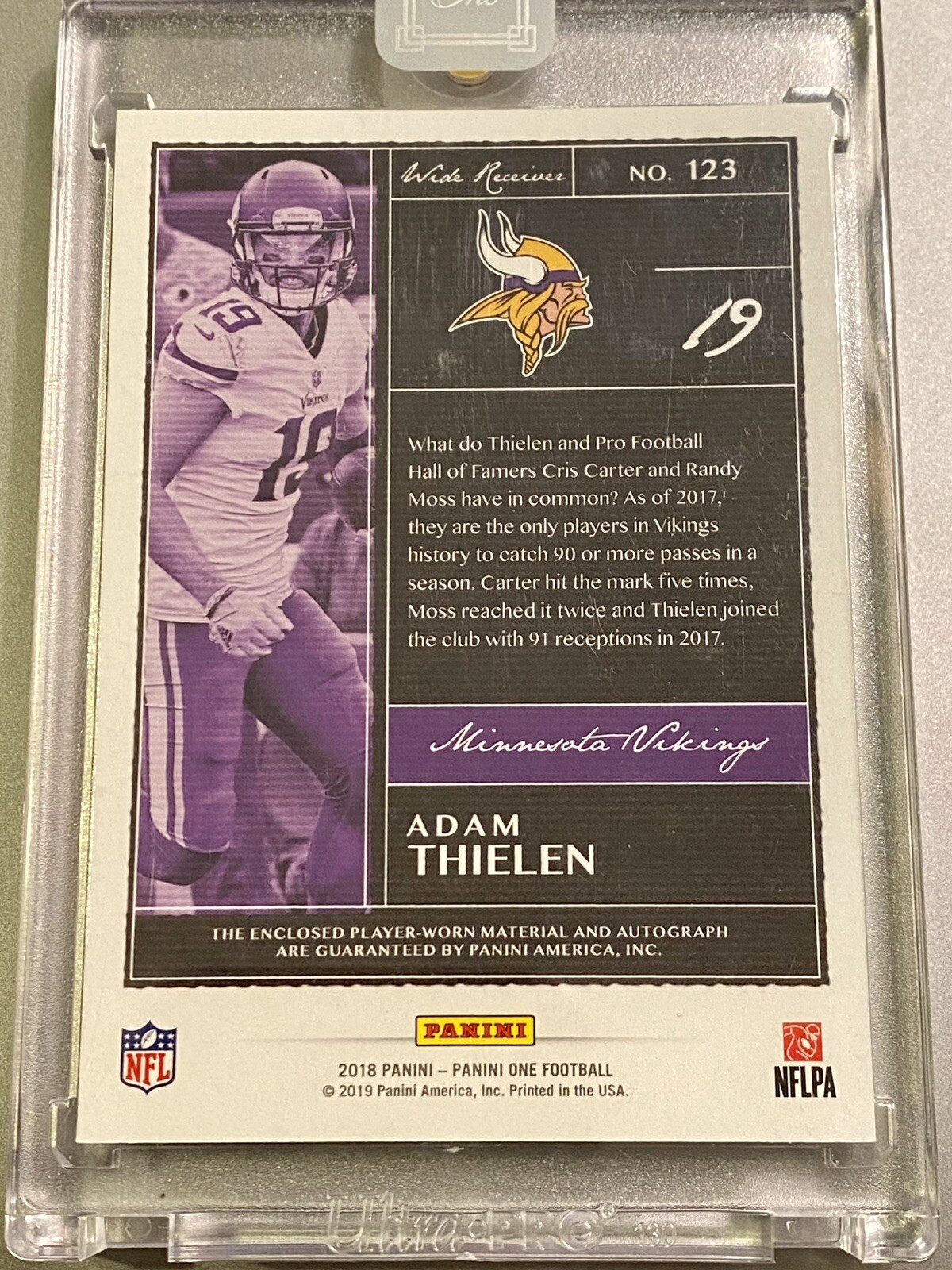 2018 Panini One Adam Thielen Jumbo Patch Autograph 6/10 | eBay