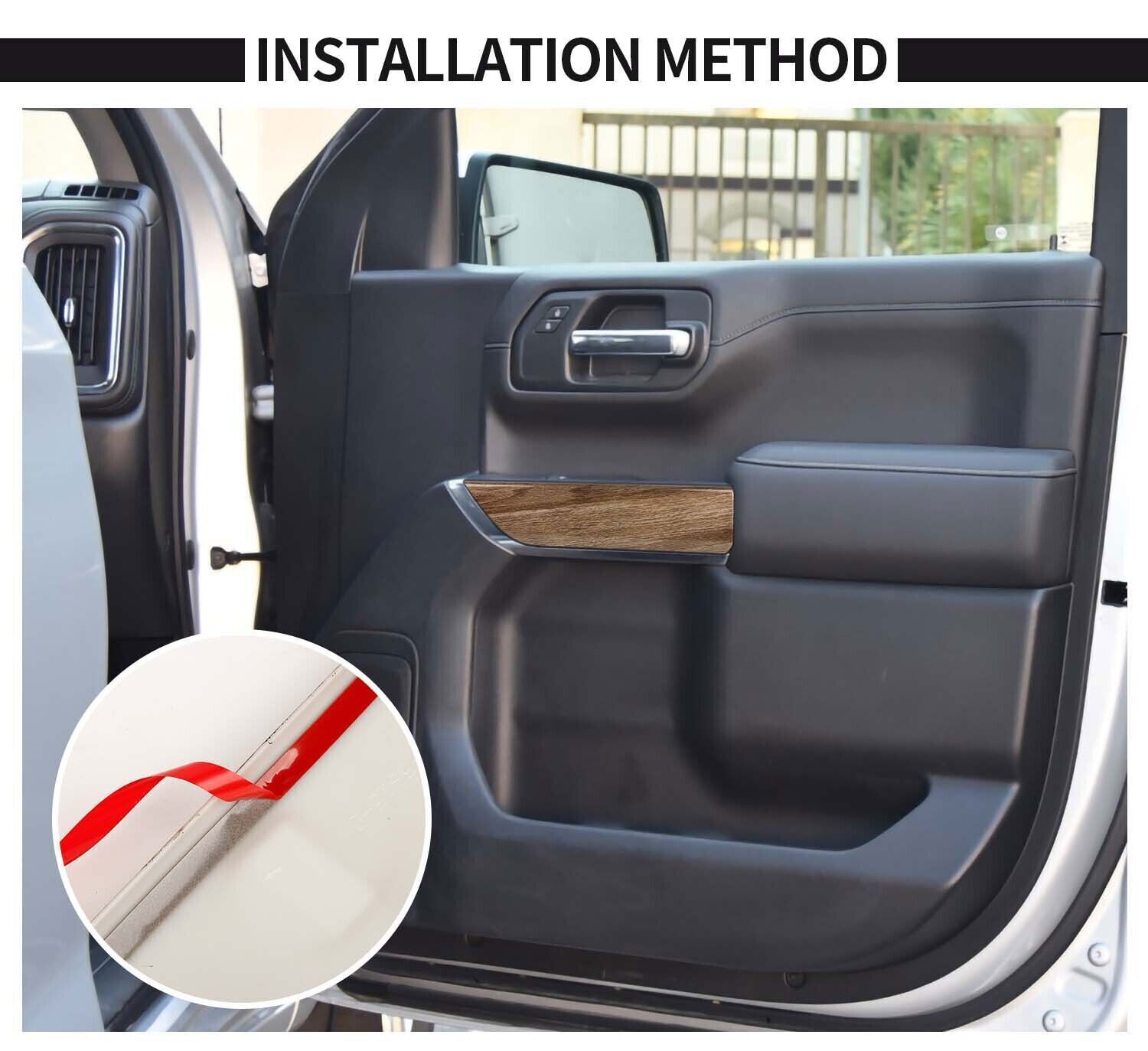 Wood Grain ABS Door Panel Trim Cover For Chevrolet Silverado 2019-25 ...