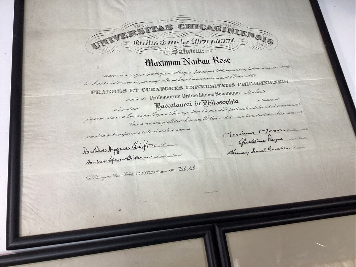 University Of Chicago Diploma From 1989