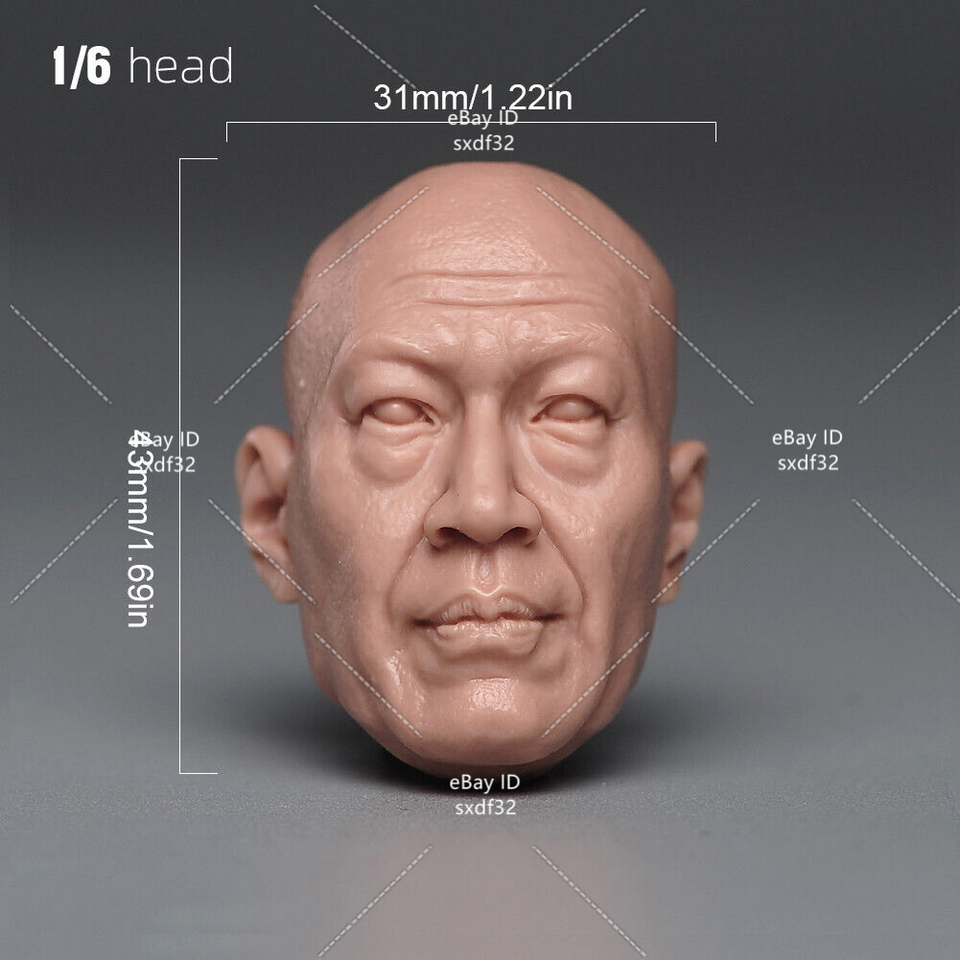 1:6 Head Sculpt Chinese Bald Actor Man Model For 12'' Male Action ...