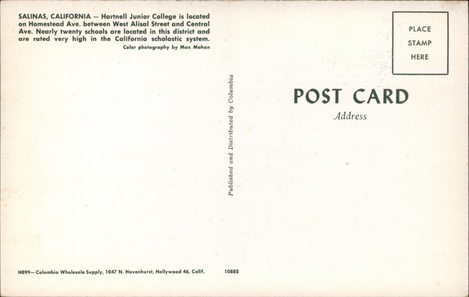 Hartnell Junior College Salinas California vintage postcard g318 | eBay