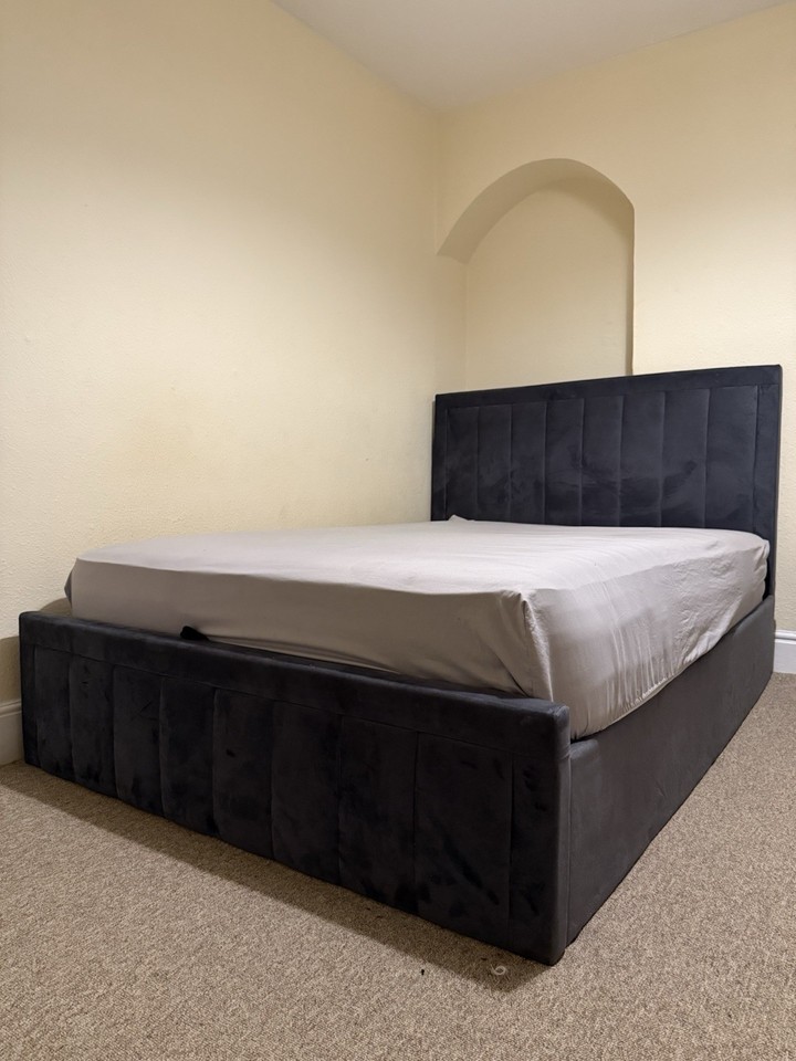 Ottoman storage panel velvet upholstered double bed frame | eBay UK