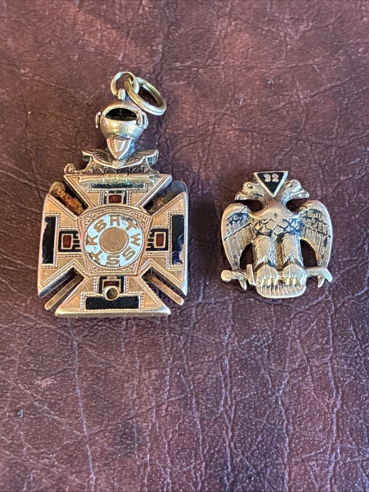 Antique Vintage Masonic Knights Templar 10k Gold Pend… - Gem