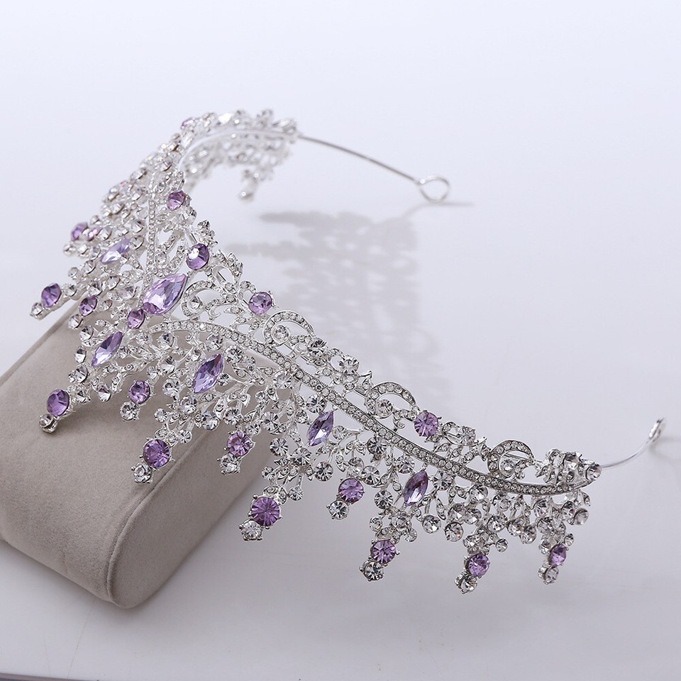 Light Purple Crystal Queen Princess Wedding Tiara Crown 11 Styles For ...
