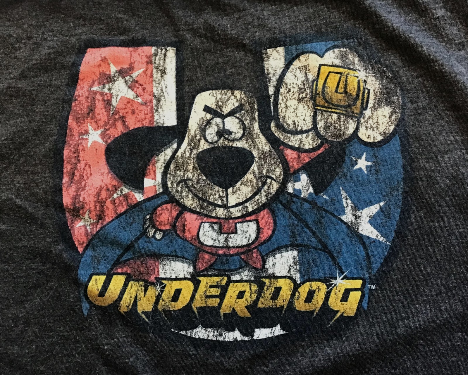 Underdog Flying Logo Distressed T-Shirt, Gray, Size M… - Gem