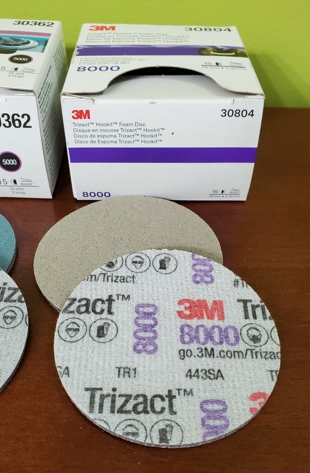 3M Trizact Hookit Foam Discs. 3000, 5000, 8000 Grit. 3 Inch. 1 Disc Of ...