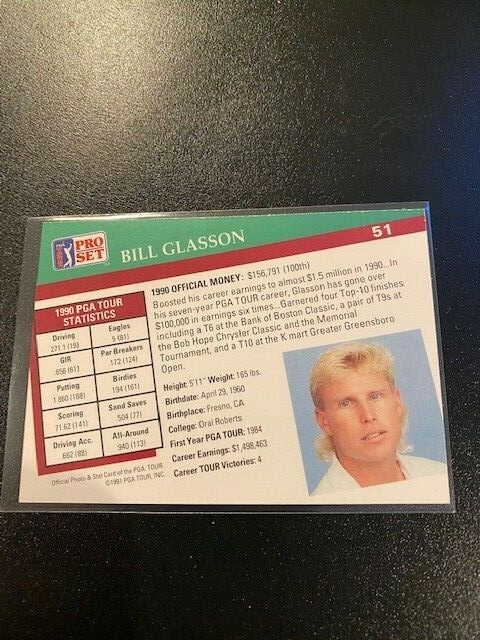 Bill Glasson 1991 PGA Tour Pro Set #51 Autographed Signed! NICE! | eBay