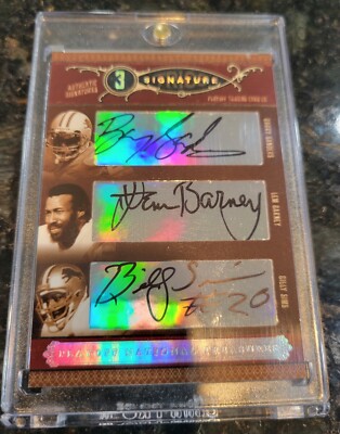 2016 Barry Sanders / Billy Sims / Lem Barney NT Triple Auto 15/25 Lions ...