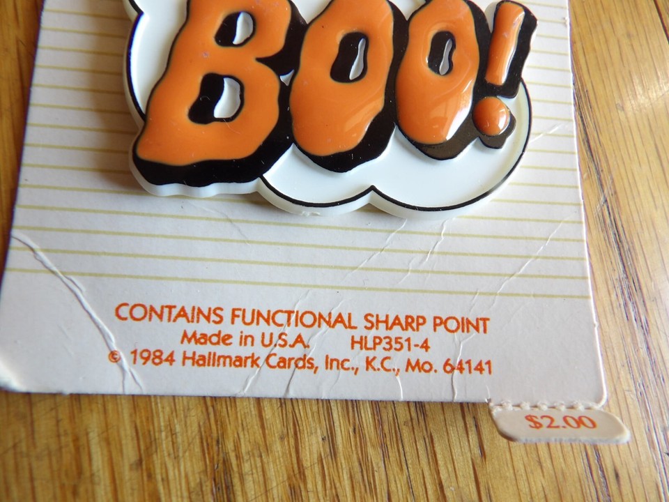 Halloween Hallmark BOO pin 1984 Happy Pins new unused great | eBay
