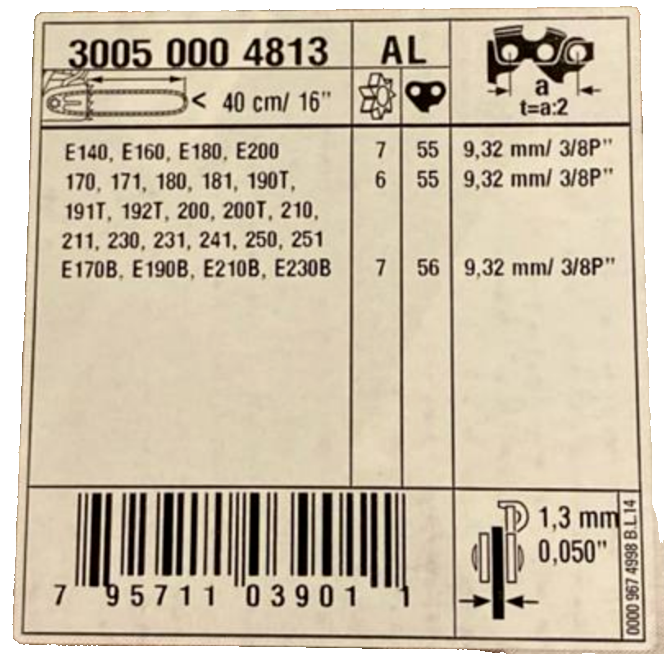 STIHL OEM Chainsaw Bar .050" Gauge 3/8" Pitch 16" Length 55 DL ...