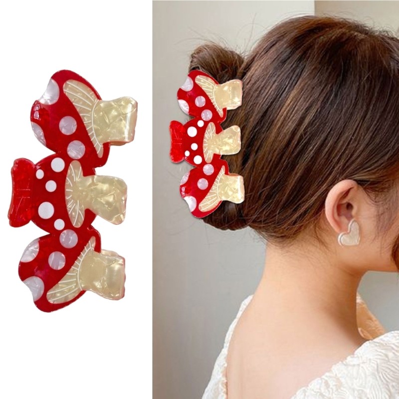 Unique Red Mushroom Hair Clamp Oversized Acrylic Clip Party Everyday ...