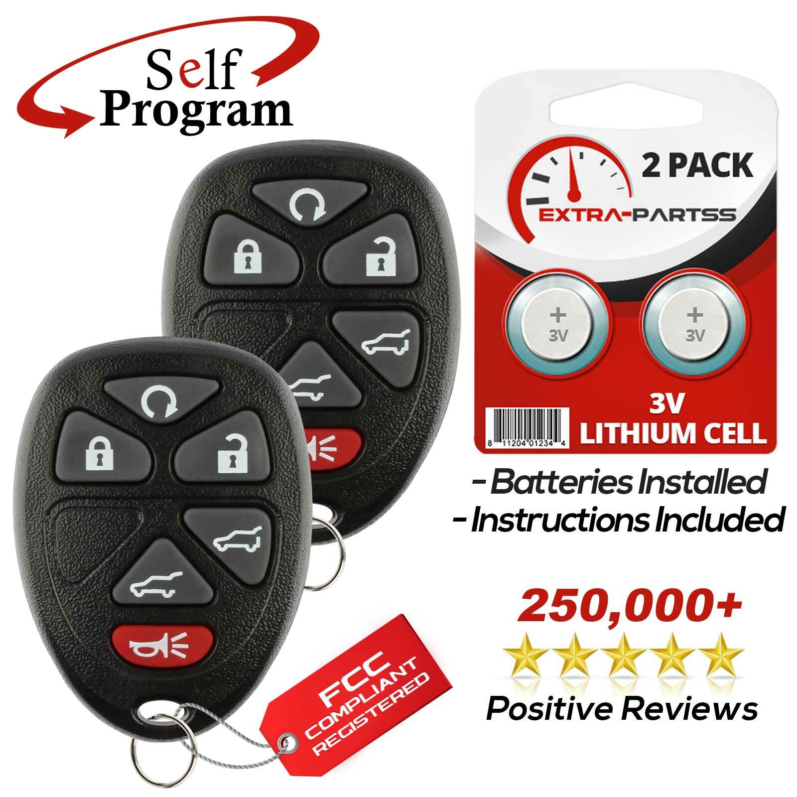 2 For 2007 2008 2009 2010 2011 2012 2013 2014 GMC Yukon Remote Key Fob ...