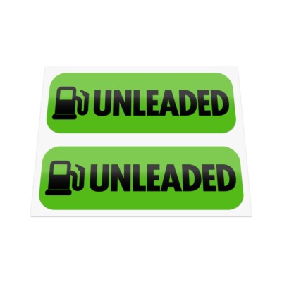 2x UNLEADED FUEL Laminated Weatherproof Car, Van, Taxi Vinyl Label ...
