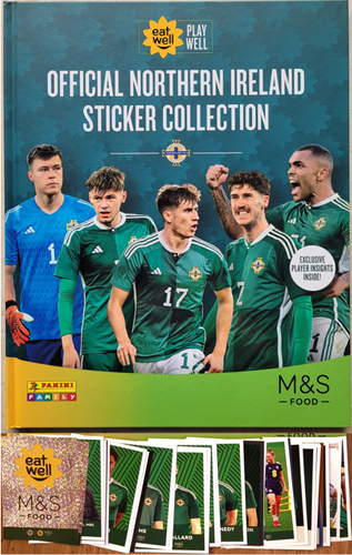 COMPLETE 2024 PANINI M&S NORTHERN IRELAND HARDBACK FOOTBALL STICKER ...
