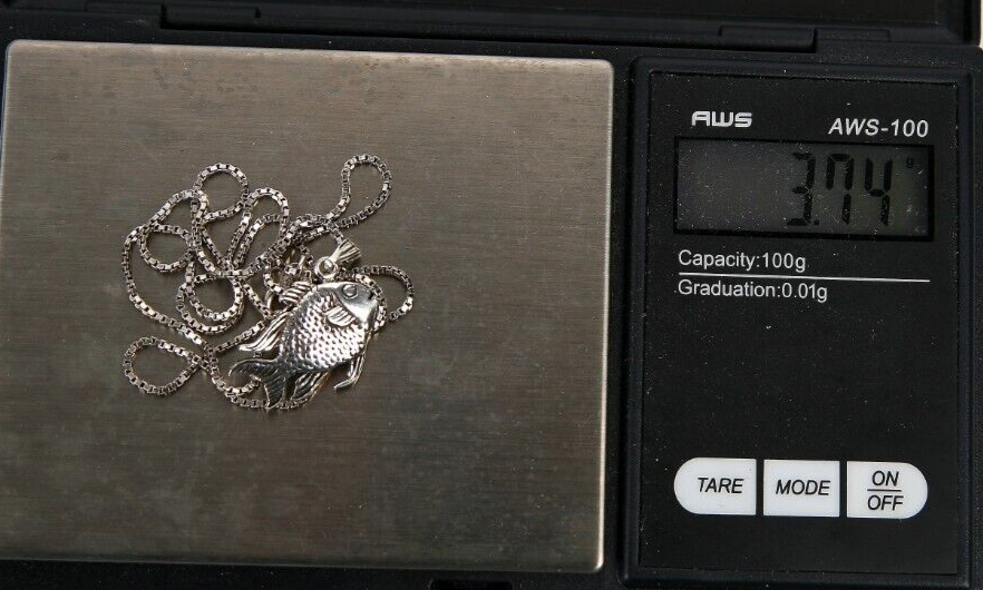 Silver Peter Stone Signed Sterling 925 PSCL Tiny Fish Pendant Charm Necklace | eBay