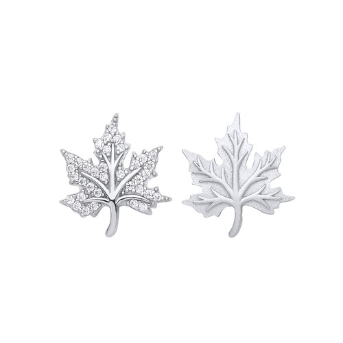Silver Jewelco London CZ Canada Maple Leaf Stud Earrings | eBay