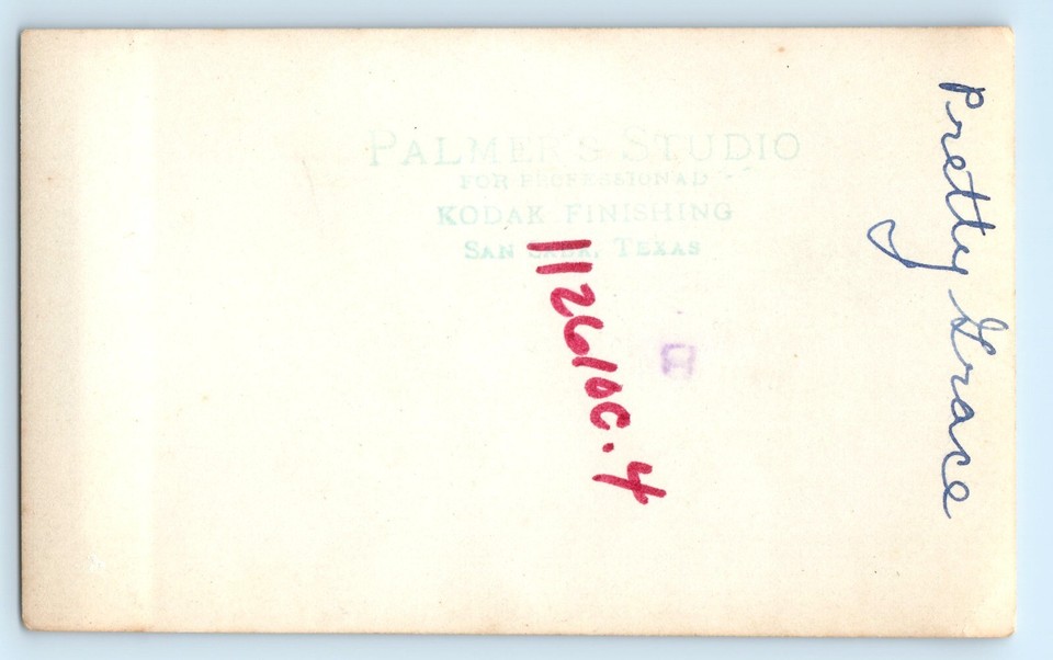 SNAPSHOT Photograph Picture 1920s Grace on Porch Palmer Studio San Saba TX | eBay