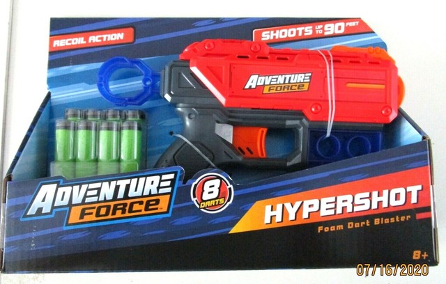 Adventure Force Hypershot Foam Dart Blaster Recoil Action 8 Darts 90 ...