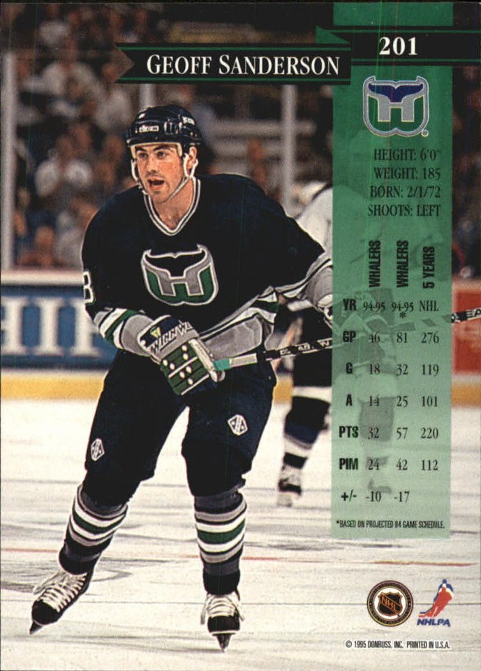1995-96 Donruss Whalers Hockey Card #201 Geoff Sanderson | eBay